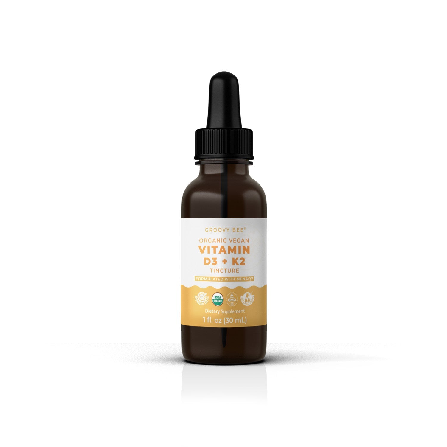 Organic Vegan Vitamin D3 + K2 Tincture (Formulated with MenaQ7) 1 fl ...