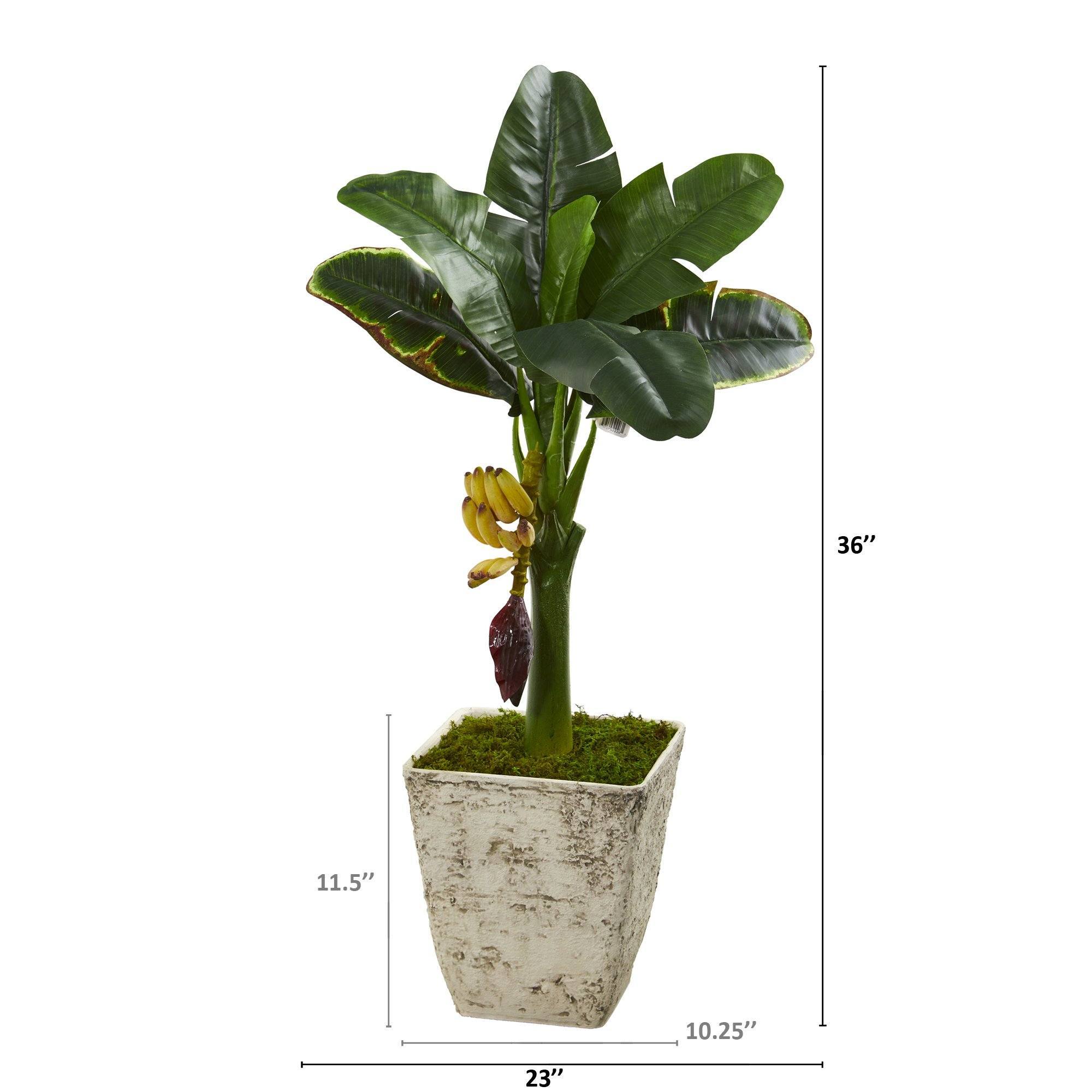 3’ Banana Artificial Tree in Country White Planter | The Plant Attraction