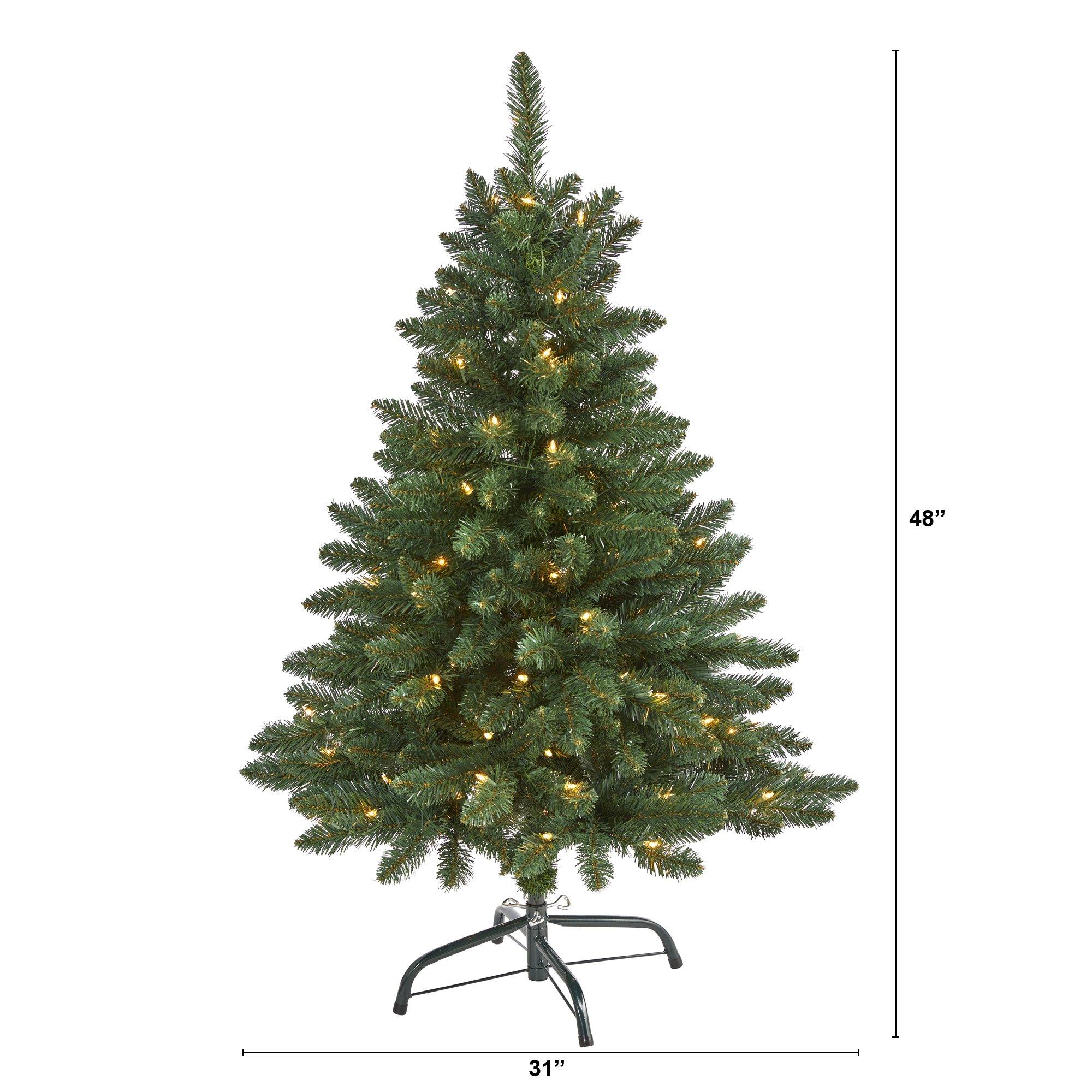 4’ Northern Rocky Spruce Artificial Christmas Tree with 100 Clear Ligh ...