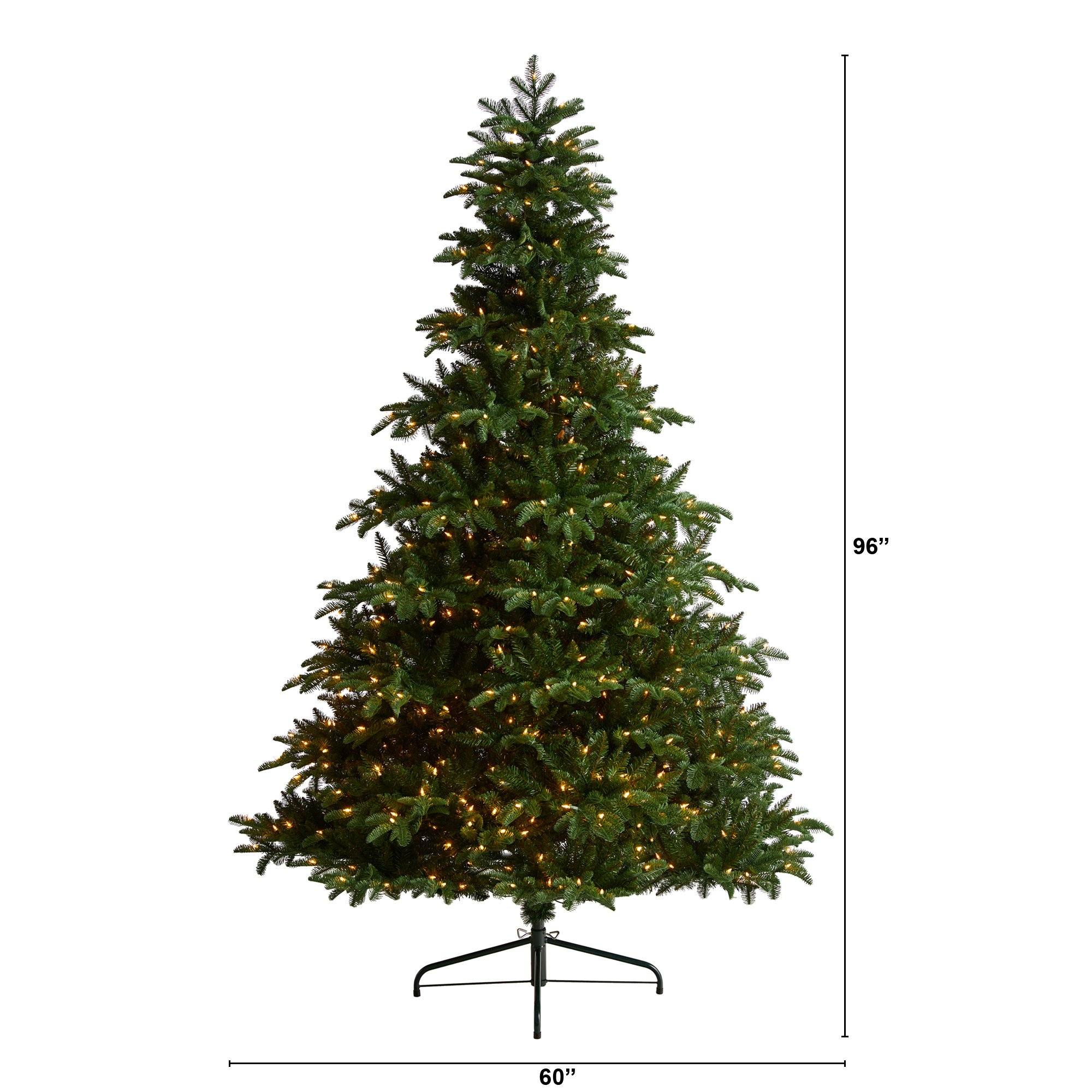 8’ South Carolina Spruce Artificial Christmas Tree, 700 White Warm Lig ...